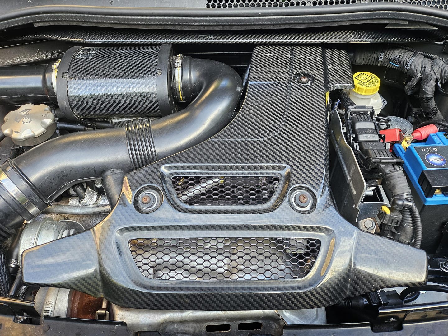 Abarth Fiat Cover Engine Bay Tapa Motor Estético Biposto Fibra de Carb ...
